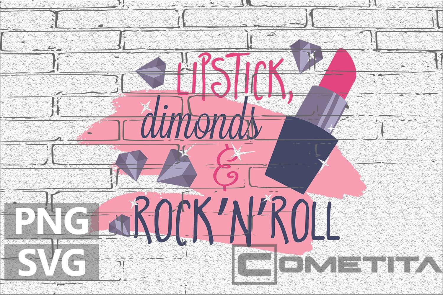 Lipstick, Diamonds, and Rock n' Roll – Gráfico Vector Gratuito Para ...