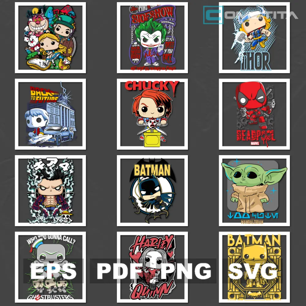 Pack de Plantillas Vectores Funko Para Sublimar - Cometita